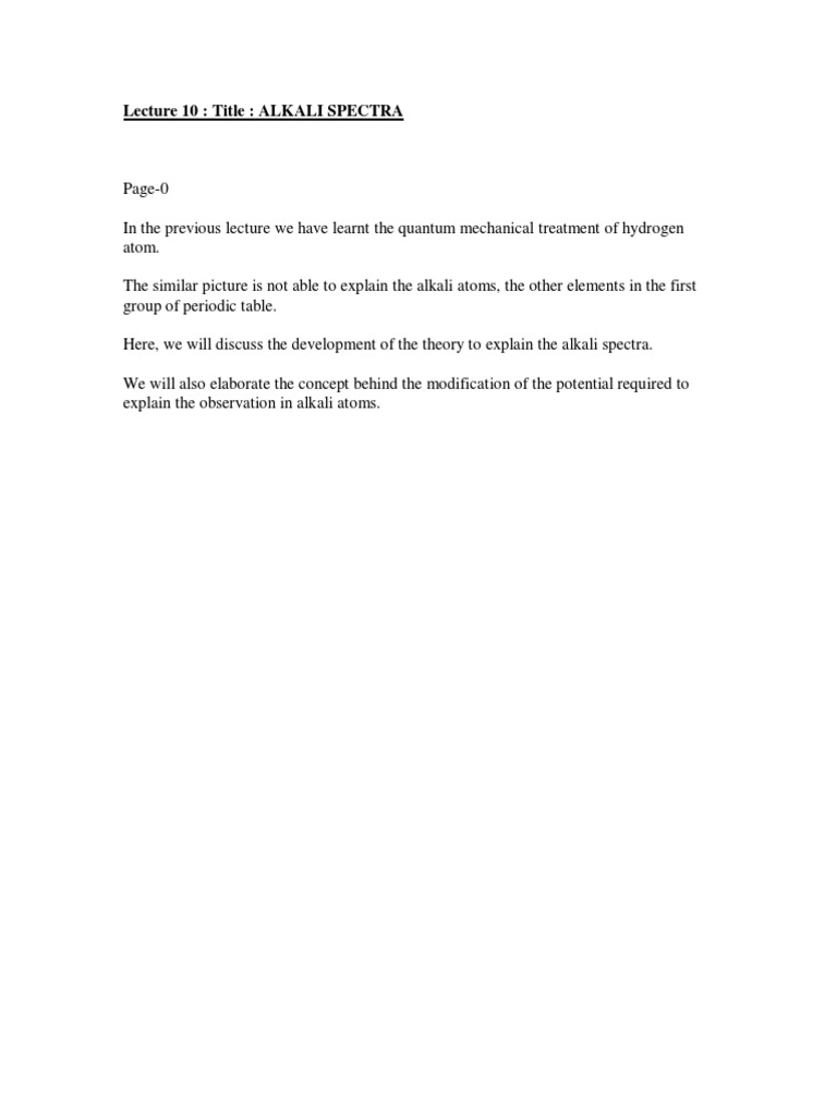 Lecture 10: Title: ALKALI SPECTRA | PDF | Energy Level | Atomic Orbital