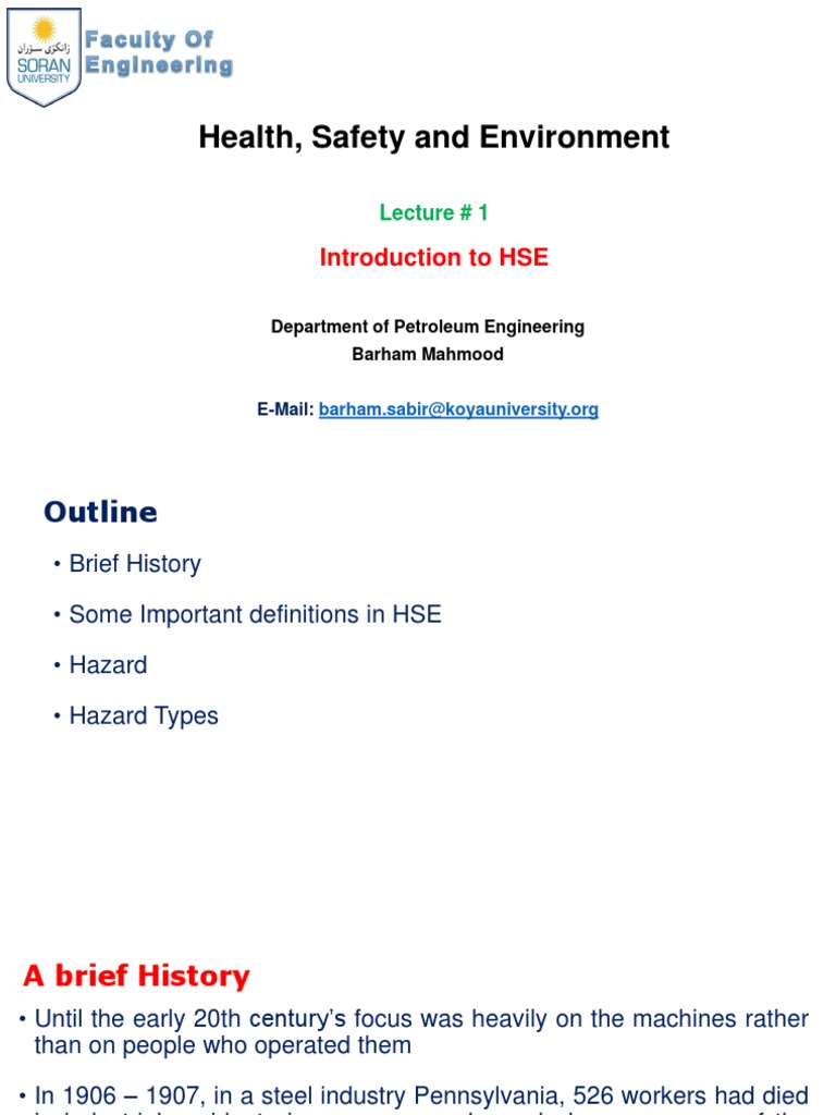 Health, Safety and Environment: Introduction To HSE | PDF | Risk | Hazards