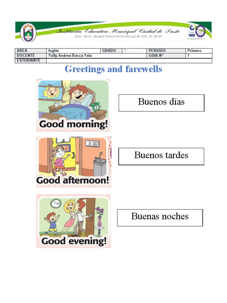 Guia N°1 Greetings and Farewells | PDF