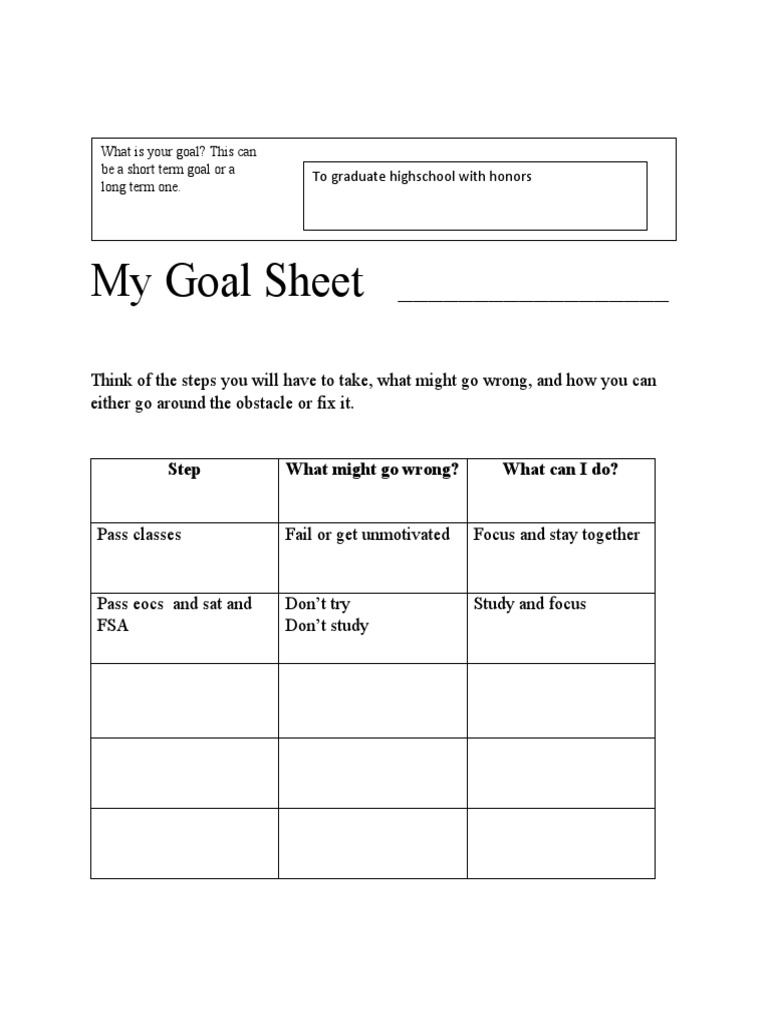 My Goal Sheet - 1598331273 | PDF