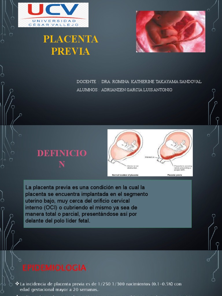 Placenta Previa PPT Iii Unidad | Descargar gratis PDF | Salud maternal | Medicina CLINICA