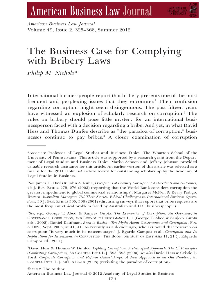The Business Case For Complying With US Bribery Laws | PDF | Bribery ...