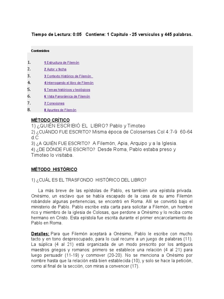 Carta A Filemon | PDF | Epístola a Filemón | Pablo el apóstol