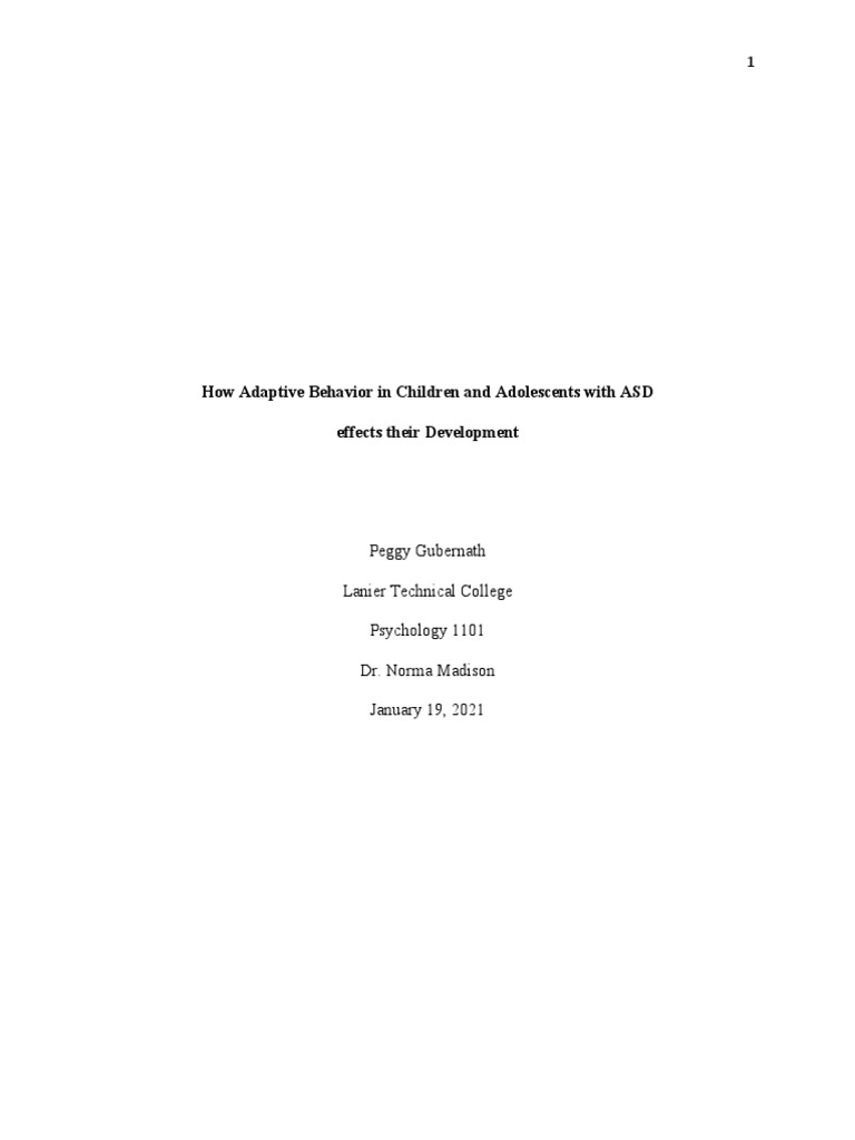 How Adaptive Behavior in Children and Adolescents With ASD Effects ...