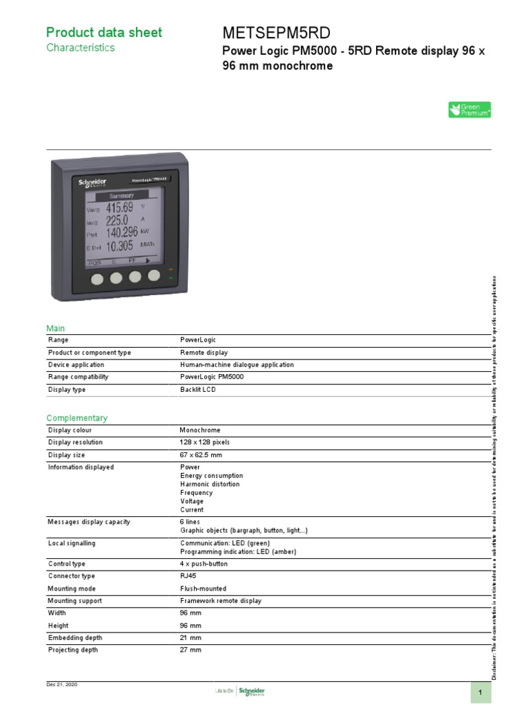 PowerLogic PM5000 Series - METSEPM5RD | PDF | Electronics | Electrical ...