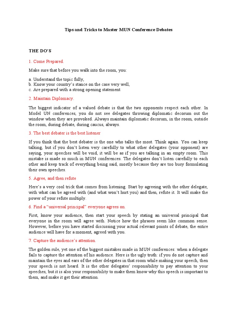 MUN Debate Mastery Guide | PDF
