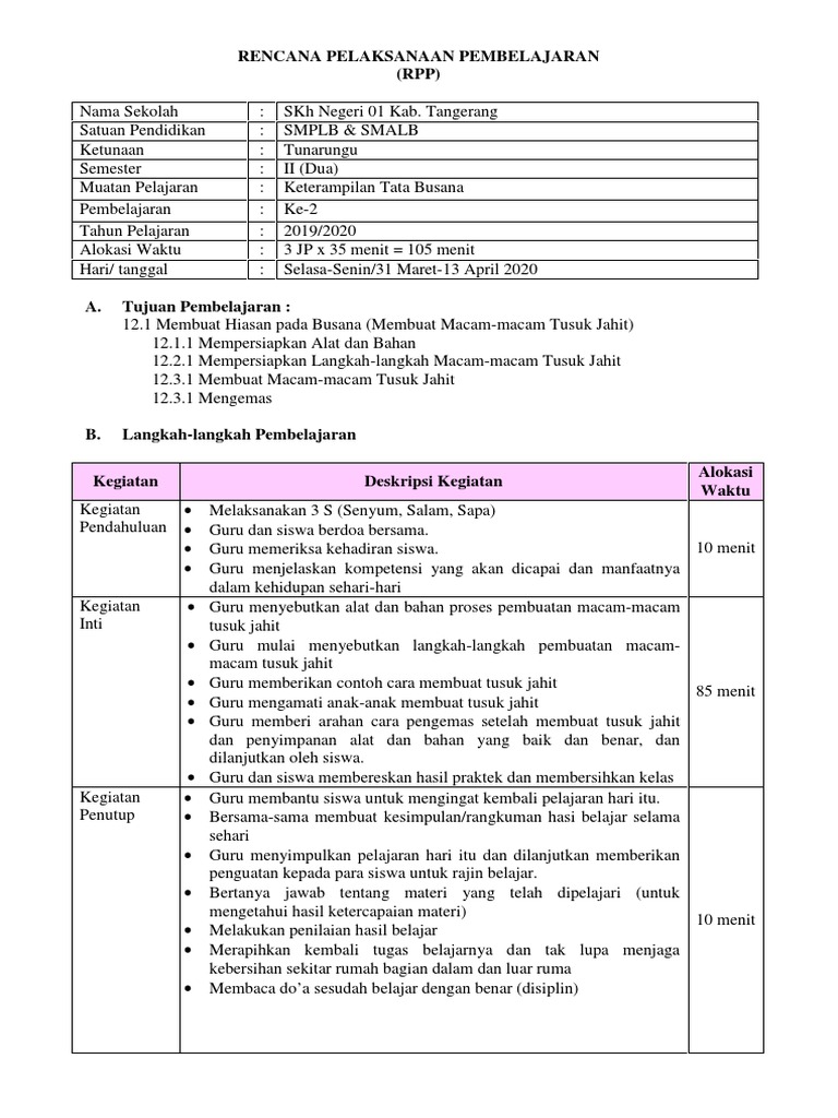 RPP SLB | PDF | Karier & Perkembangan