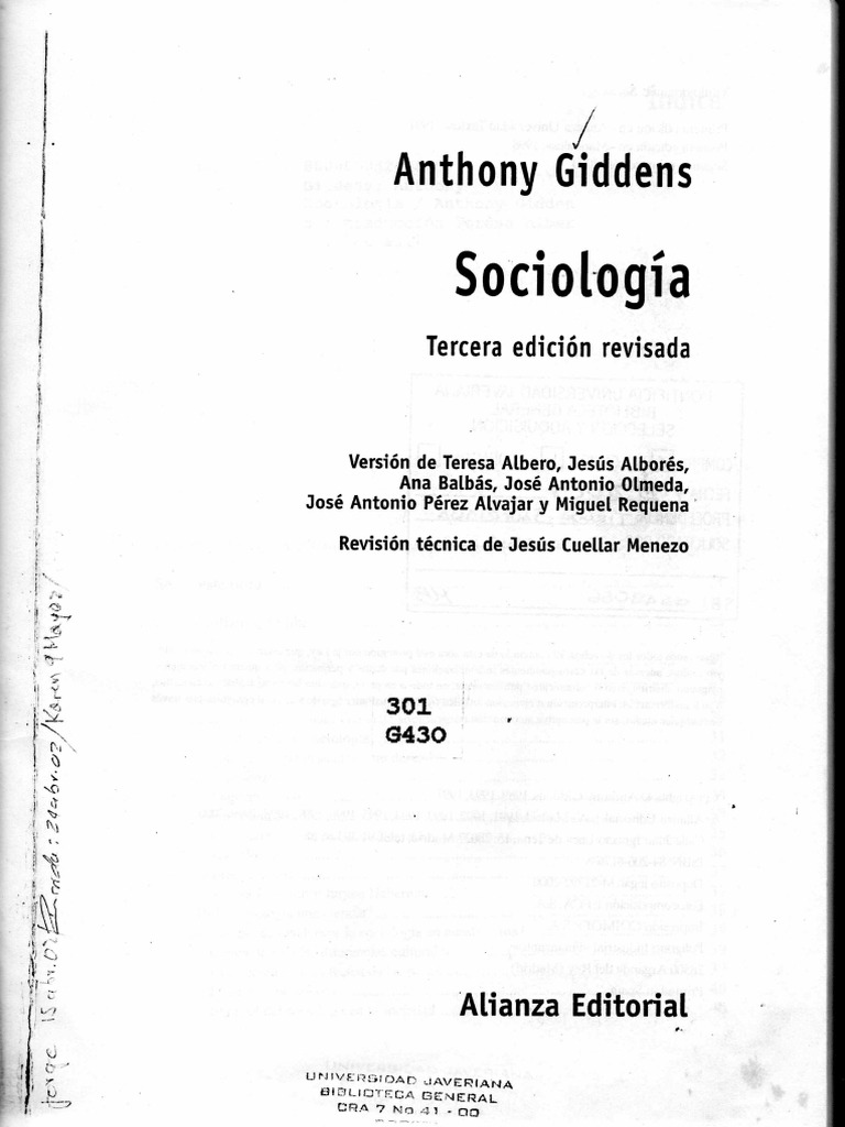 01 Sociología - Anthony Giddens | PDF