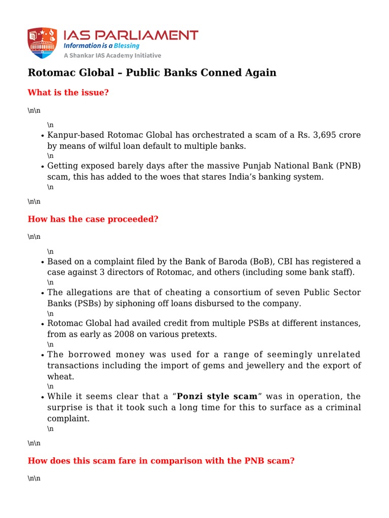Rotomac Global Public Banks Conned Again | PDF | Banks | Financial Services
