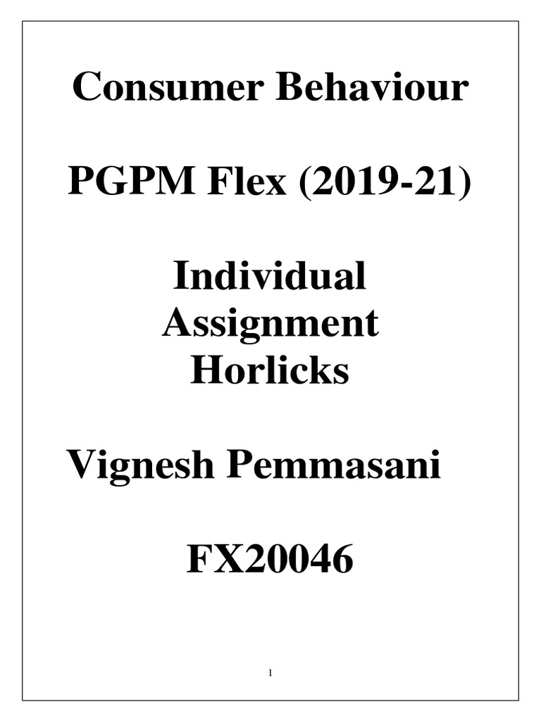 Consumer Behaviour - Horlicks | PDF | Brand | Consumer Behaviour