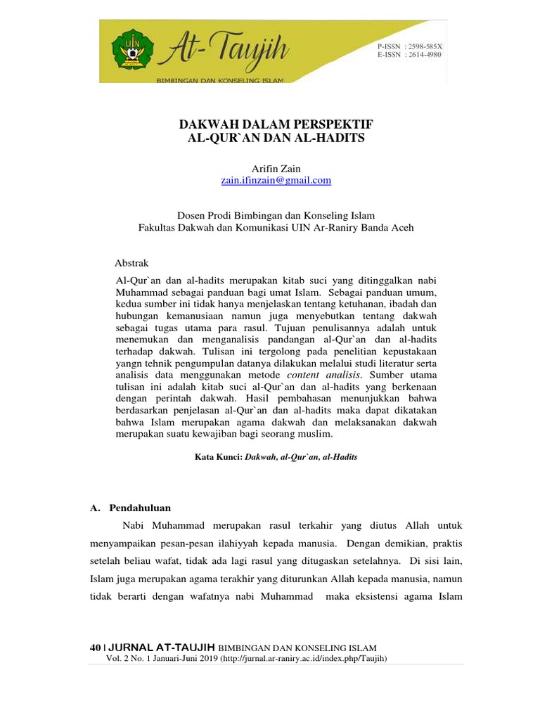 Dakwah Dalam Perspektif Al-Quran Dan Al-Hadits | PDF | Agama & Spiritualitas