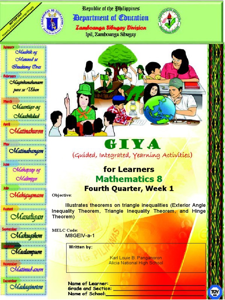 MATH 8 Q4 WEEK 1 FINAL COPY-Panganoron | PDF | Triangle | Angle