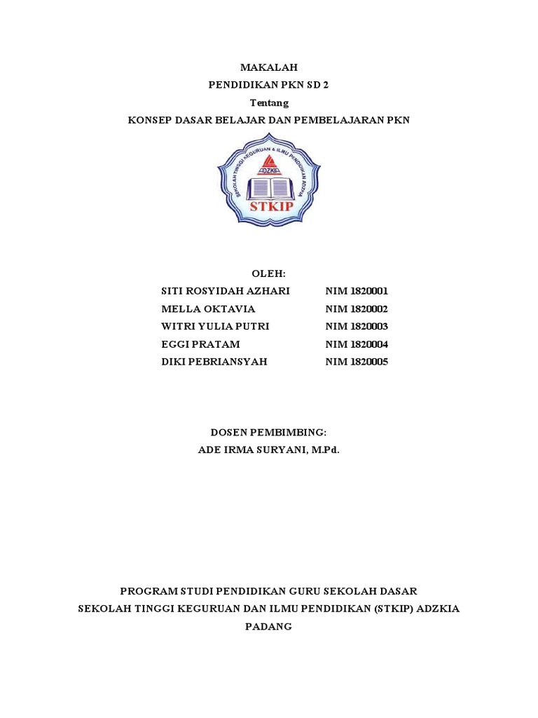 Makalah PKN SD 1 | PDF | Karier & Perkembangan