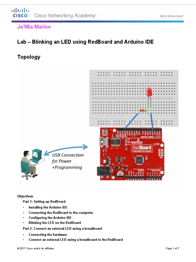 2 2 2 5 Lab Blinking An Led Using An Arduino Pdf Arduino