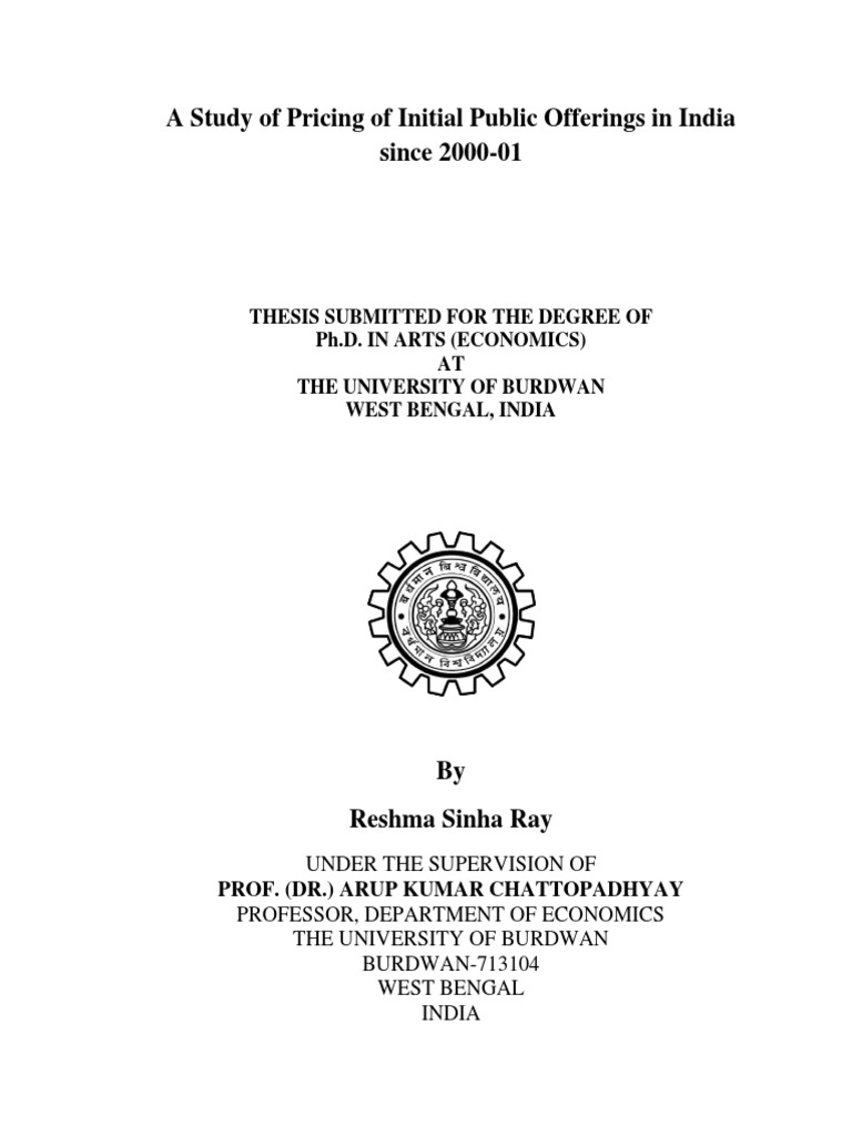 Reshma Sinha Ray Thesis | PDF | Initial Public Offering | Financial Markets