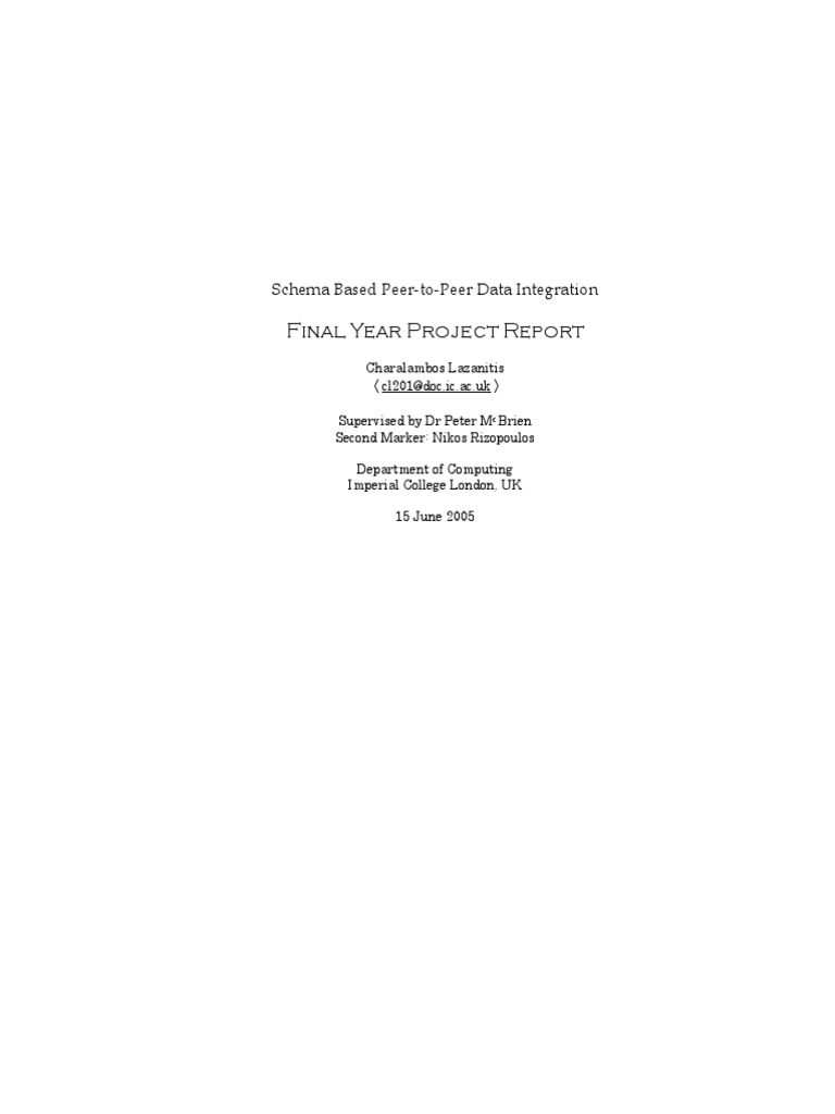 Schema Based Peer-To Peer Data Integration Final Year Project | PDF | Chess | Chess Theory