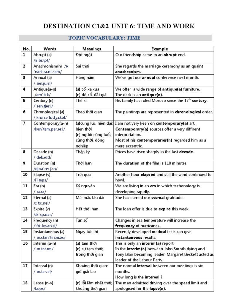 Destination C1&2-Unit 6: Time and Work | PDF | Nature