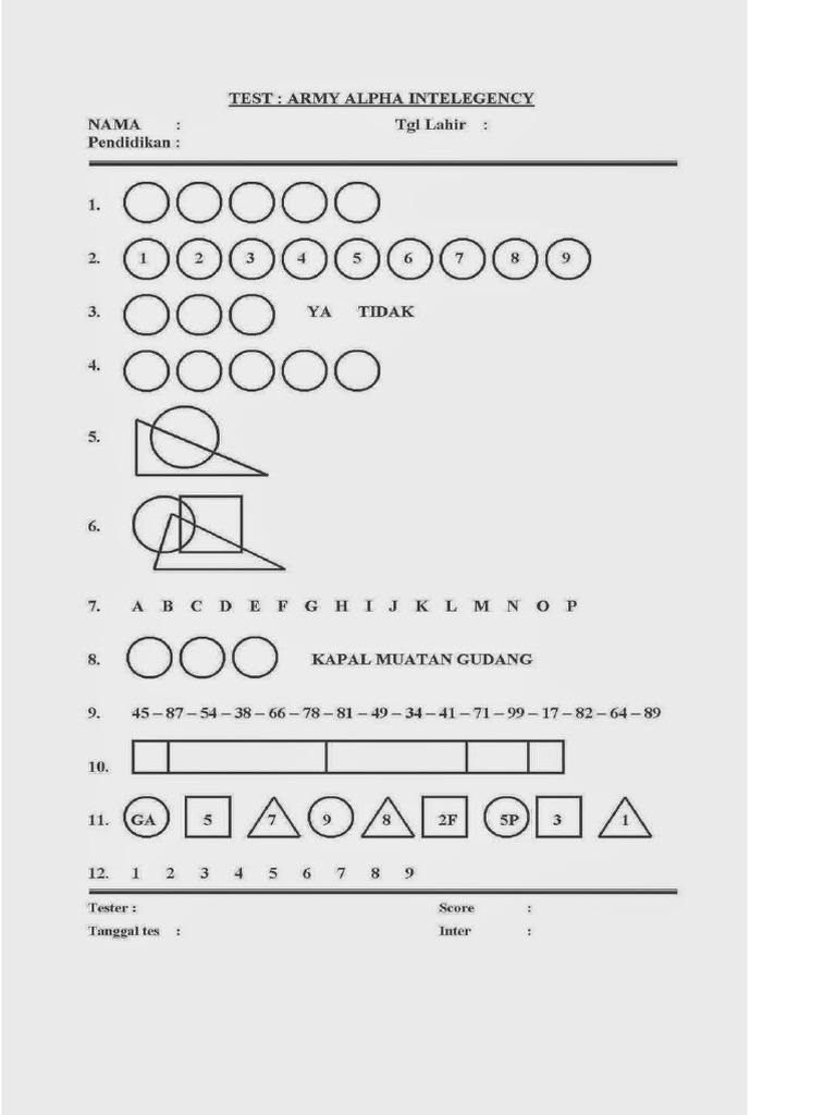 Test Army Alpha Intelegency | PDF