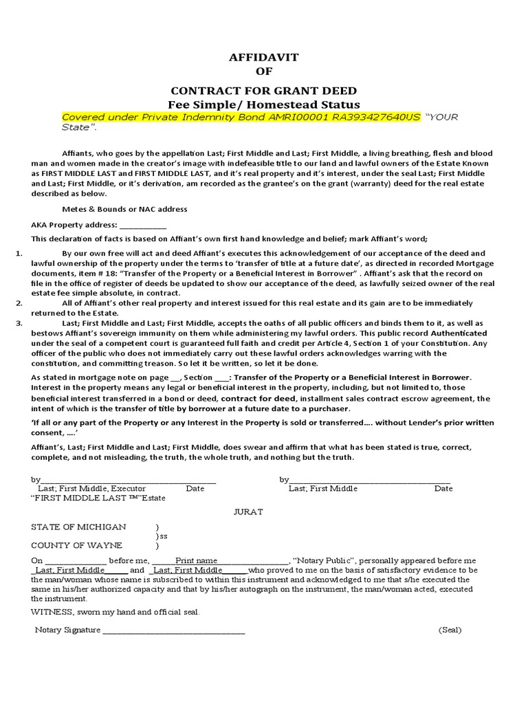 Michigan Grant Deed Affidavit Guide | PDF | Deed | Trust Law