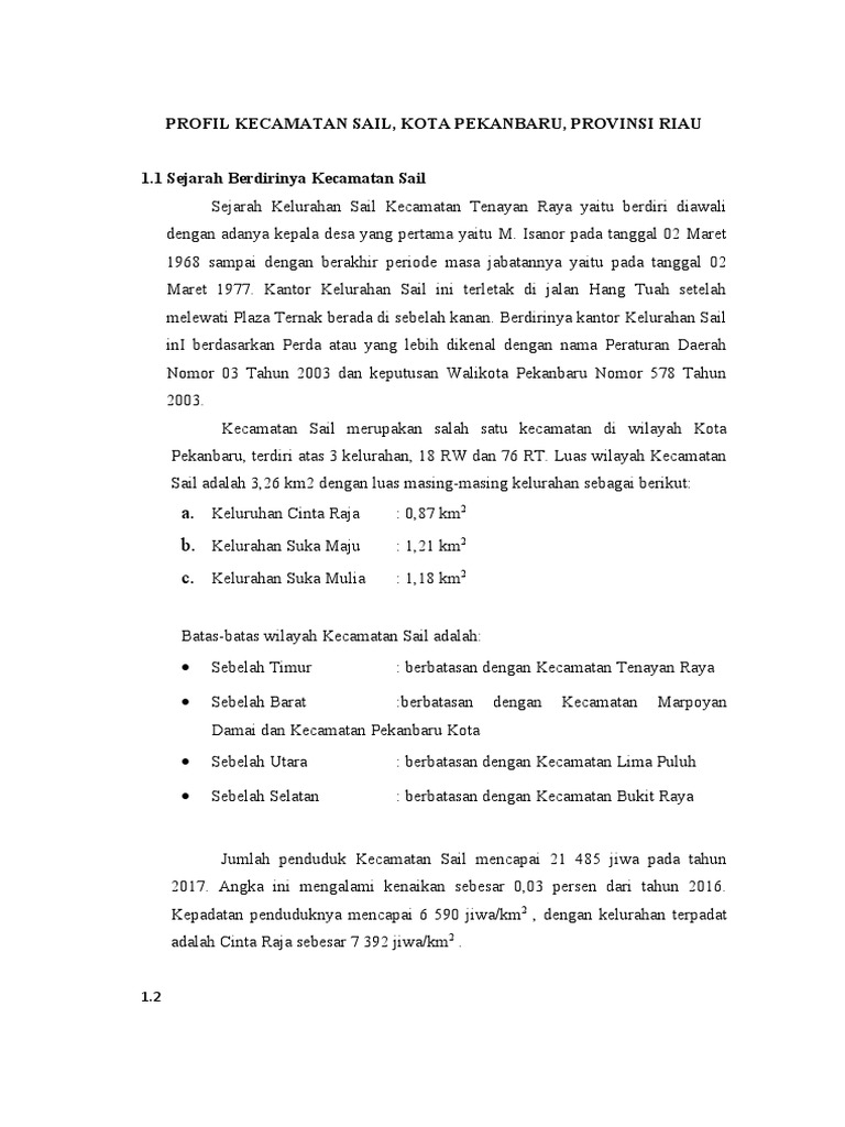 Profil Kecamatan Sail | PDF