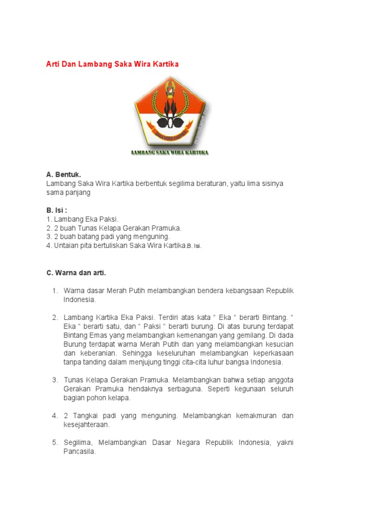 Arti Dan Lambang Saka Wira Kartika | PDF