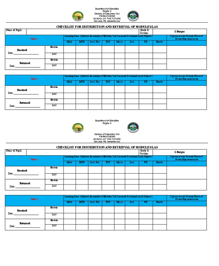 Module Distribution and Retrieval Checklist | PDF