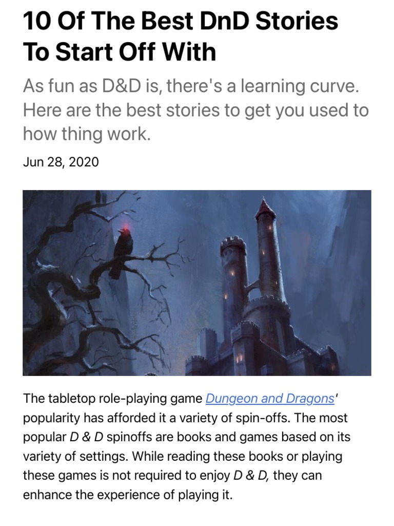 10 of The Best DND Stories To Start Off With - CBR | PDF | Drizzt Do ...