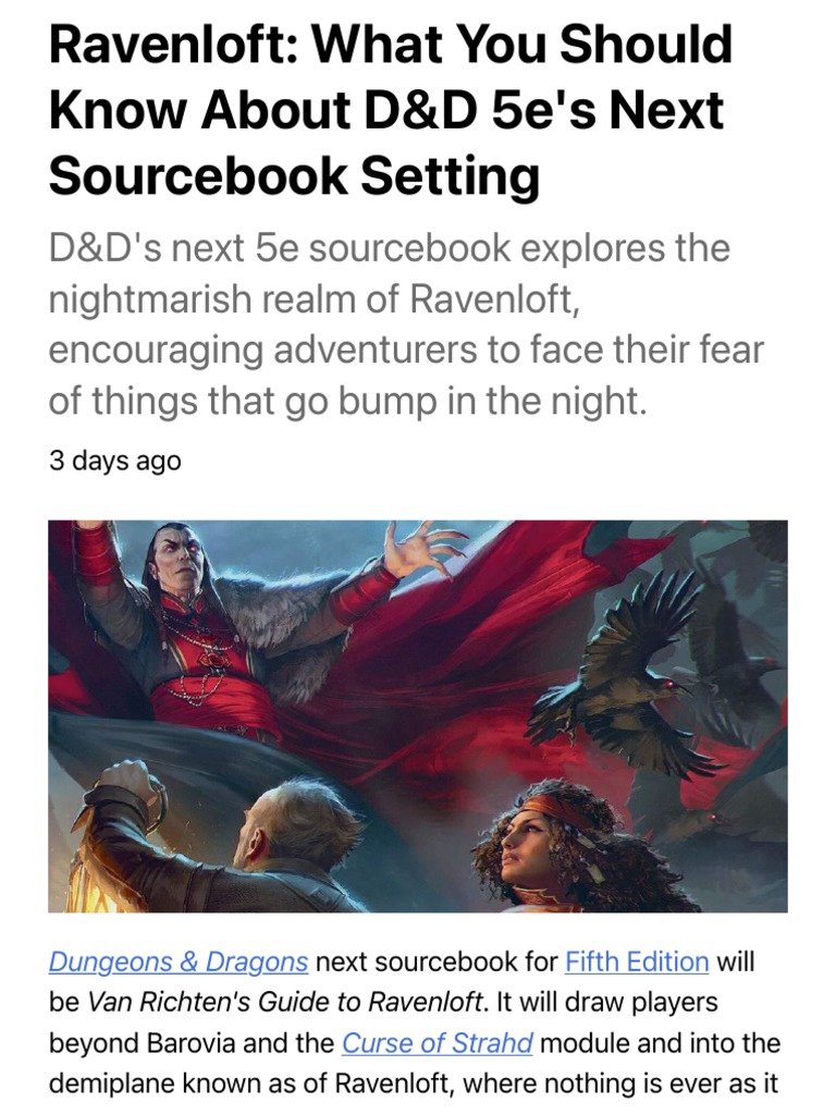 Dungeons & Dragons Is Going To Ravenloft - Here's What You Should Know | PDF | Dungeons ...