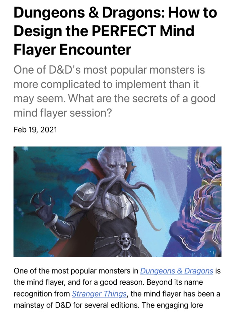 Dungeons & Dragons: How To Design The PERFECT Mind Flayer Encounter ...
