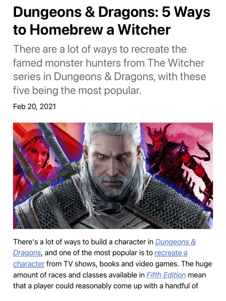 How To Build A Witcher in Dungeons & Dragons - CBR | PDF | Dungeons ...