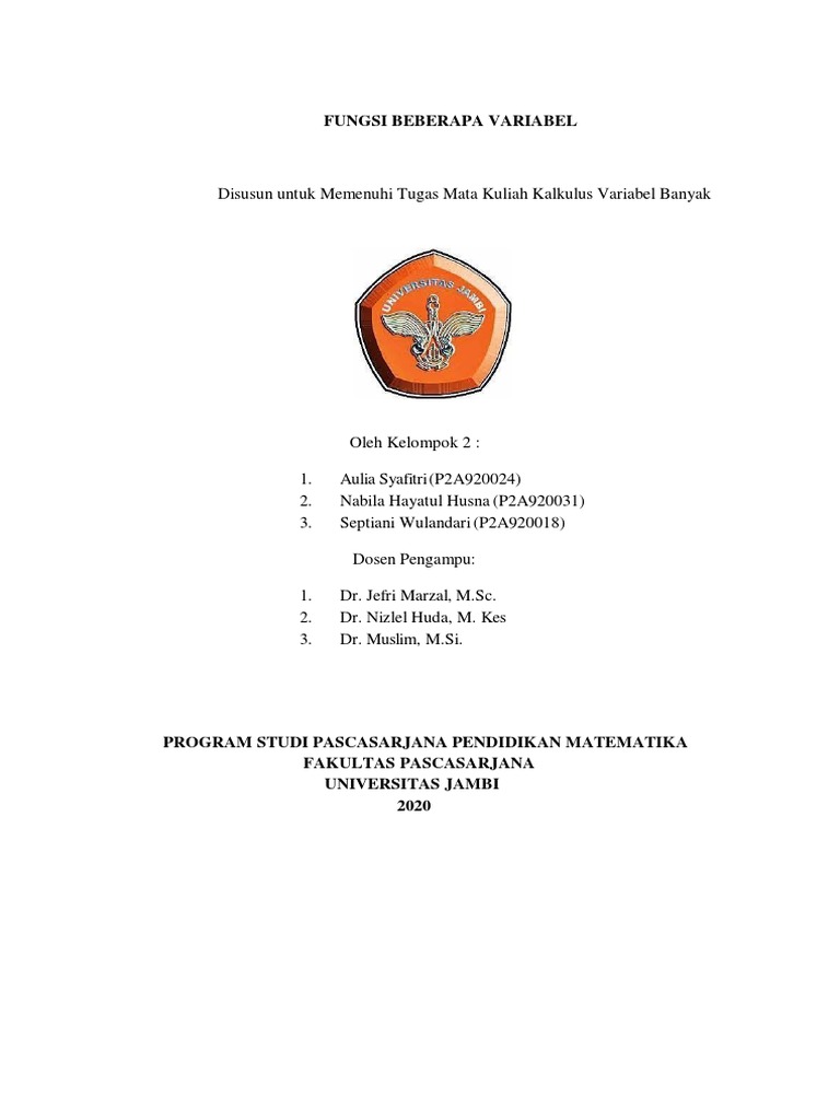 Makalah Fix Fungsi Beberapa Variabel | PDF