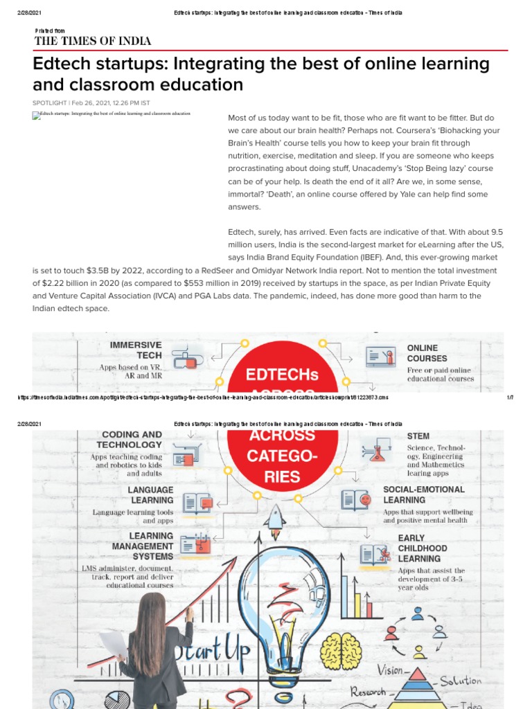 Edtech Startups - Integrating The Best of Online Learning and Classroom ...