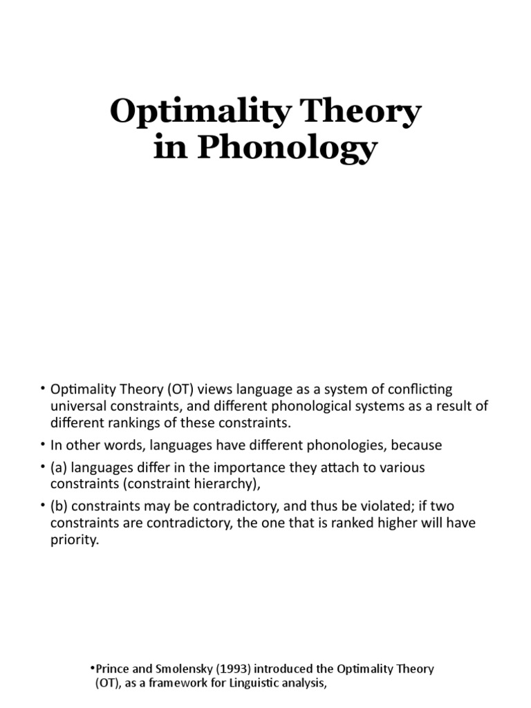 6-Optimality Theory | PDF | Philology | Language Arts & Discipline