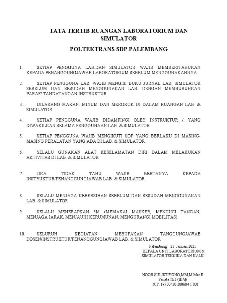 Tata Tertib Lab Simulator | PDF