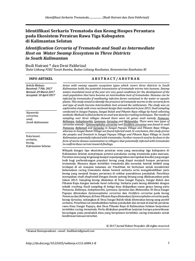 Identifikasi Serkaria Trematoda Dan Keong Hospes | PDF | Parasitologi ...