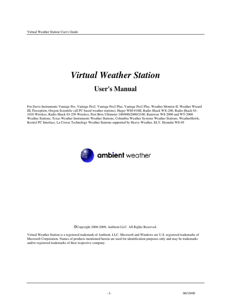 Virtual Weather Station User Manual (Ambient Weather) | PDF | File ...
