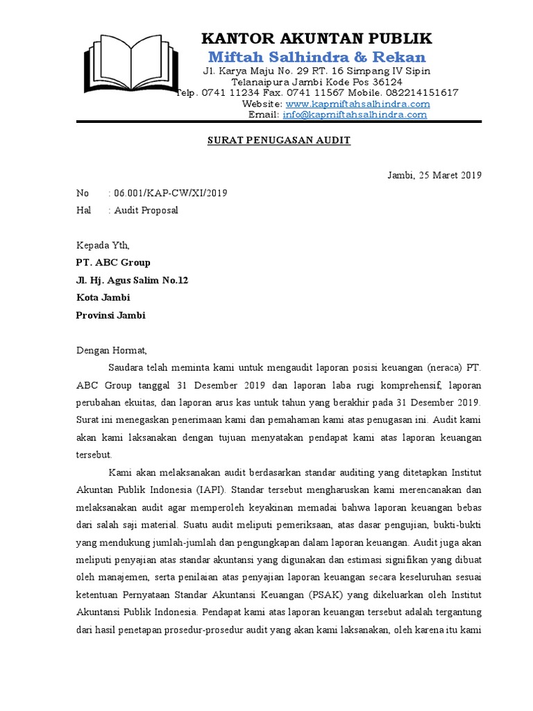 Contoh Surat Penugasan Audit Documents IMAGESEE