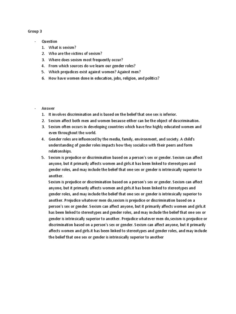 Reading Sexism Group 3 | PDF