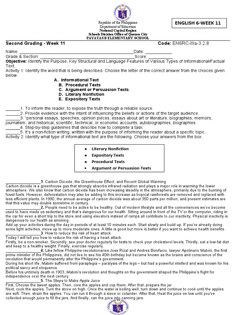 Second Grading - Week 11 Code: En6Rc-Iiia-3.2.8 | PDF | Greenhouse Effect | Nature