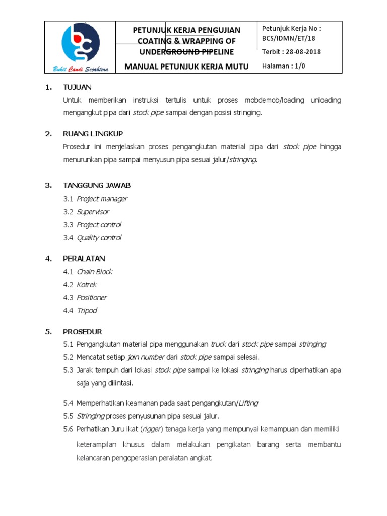 Prosedur Loading Unloading | PDF