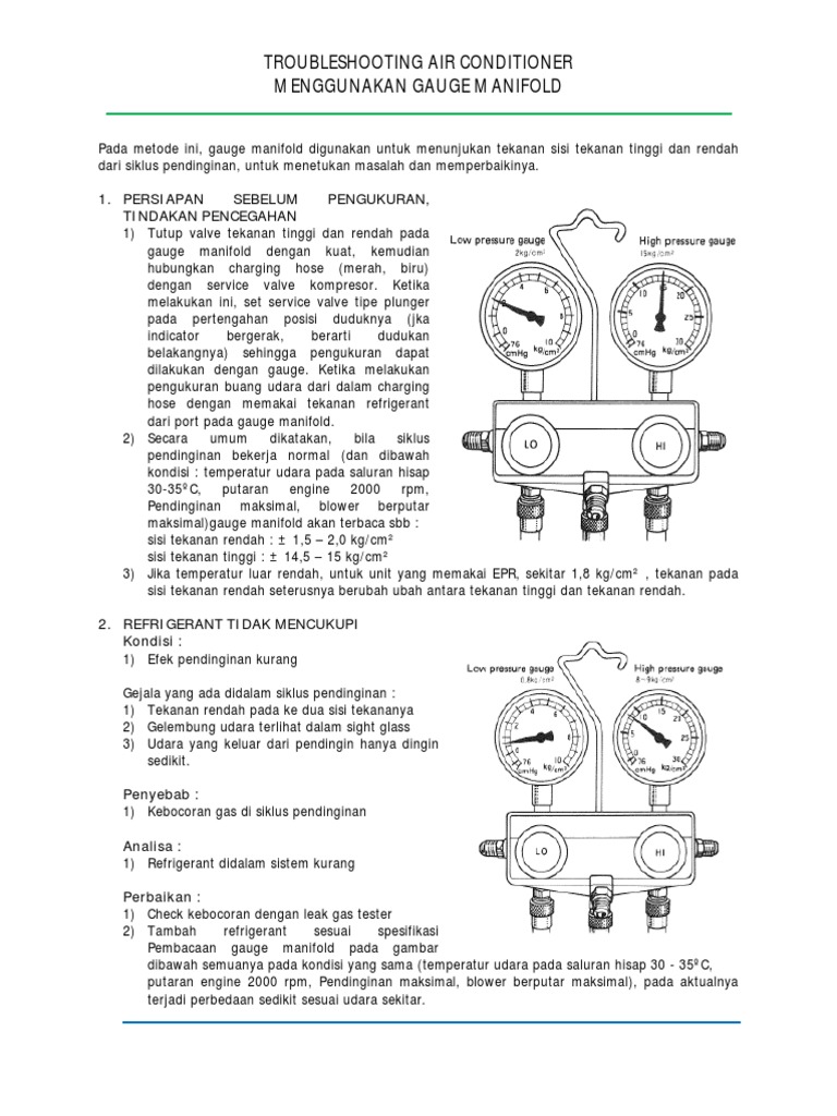 Troubleshooting AC Menggunakan Gauge Manifold | PDF