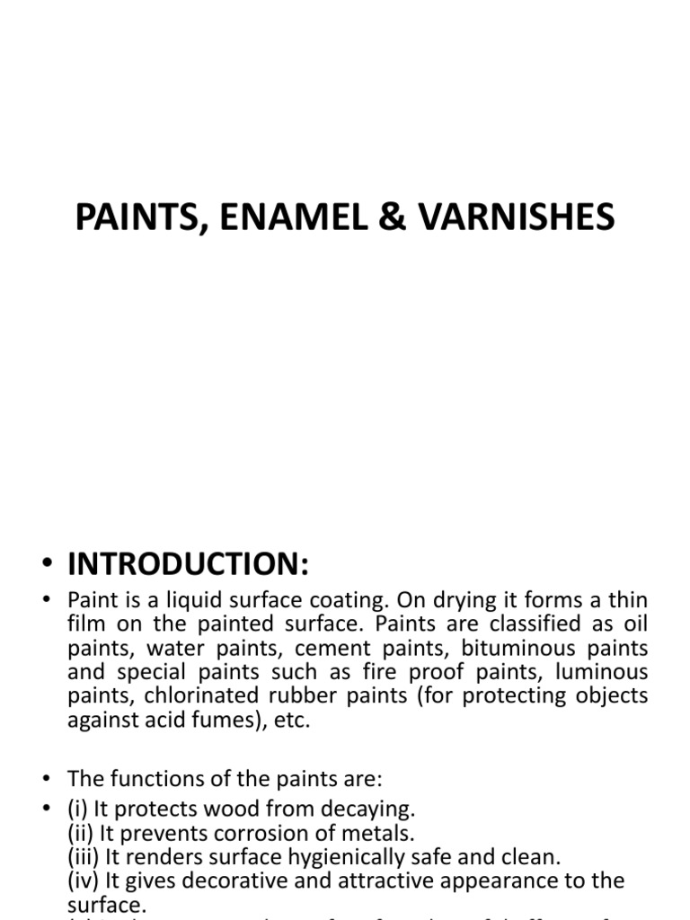 Paints, Enamel & Varnishes | PDF | Varnish | Paint