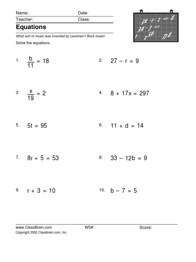 Algebra Equations | PDF | Equations | Mathematical Concepts