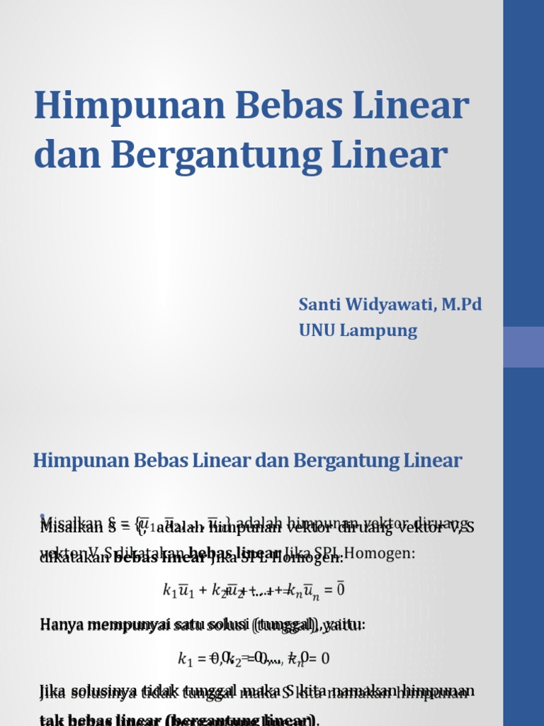 Himpunan Bebas Linear Dan Bergantung Linear | PDF