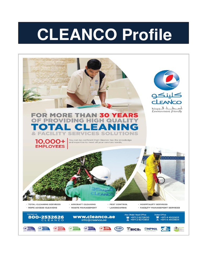 Cleanco Services Profile | PDF | Quality Management System | Iso 9000