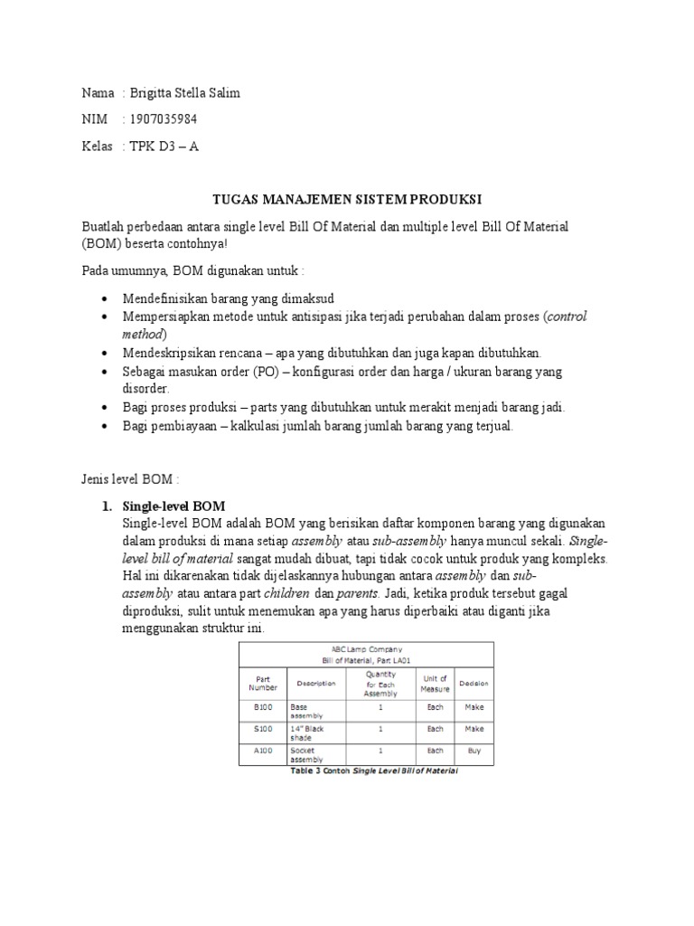 Tugas Jenis BOM | PDF