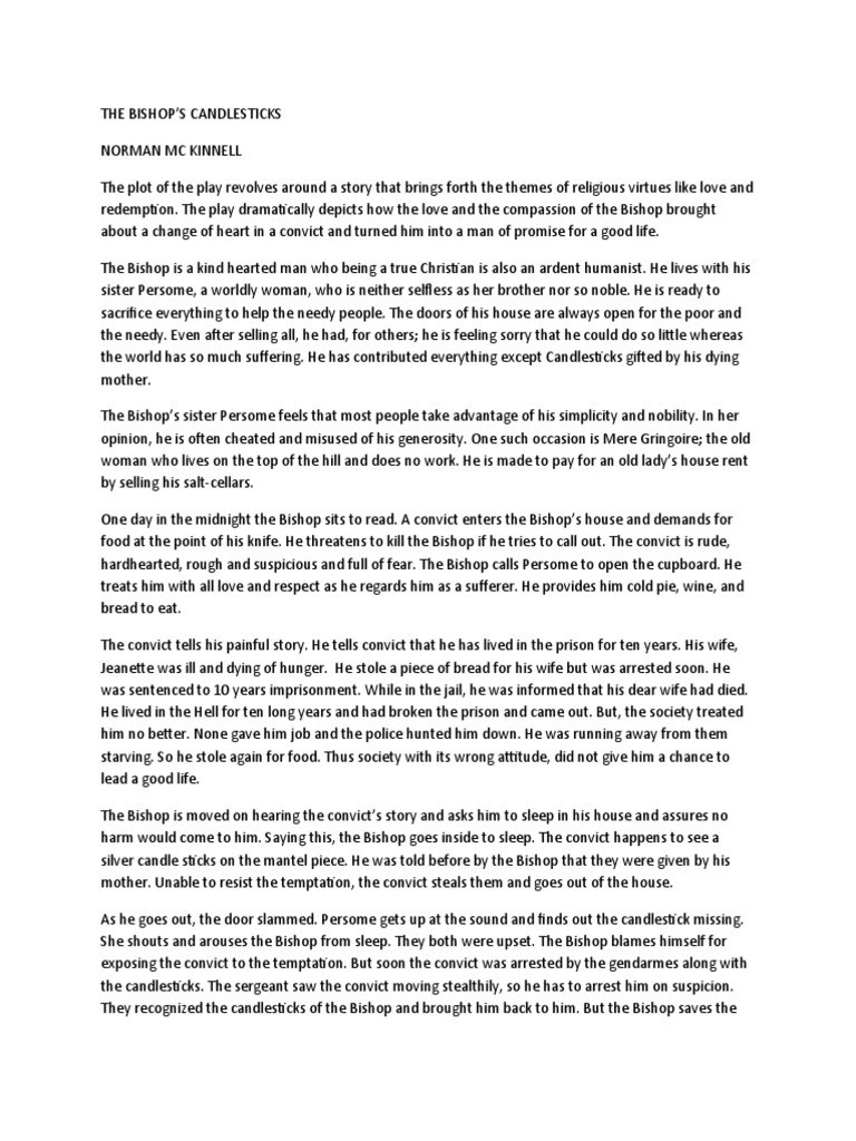 The Bishop's Candlesticks Notes | PDF | Love | Prison