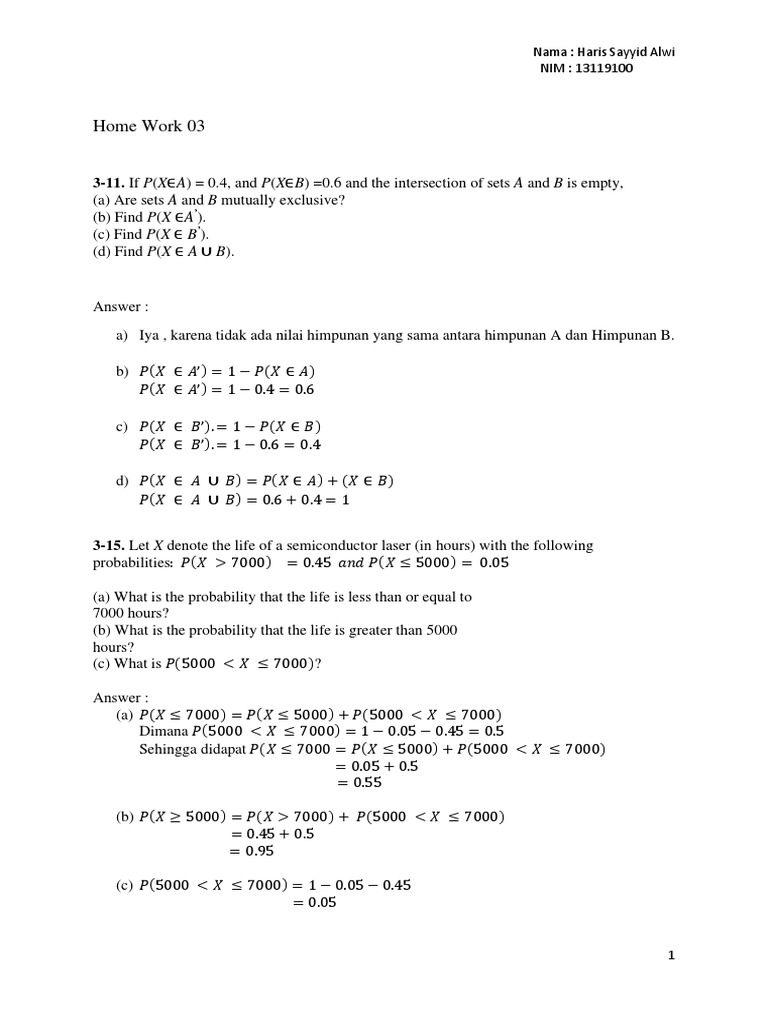 Probability Homework Solutions | PDF