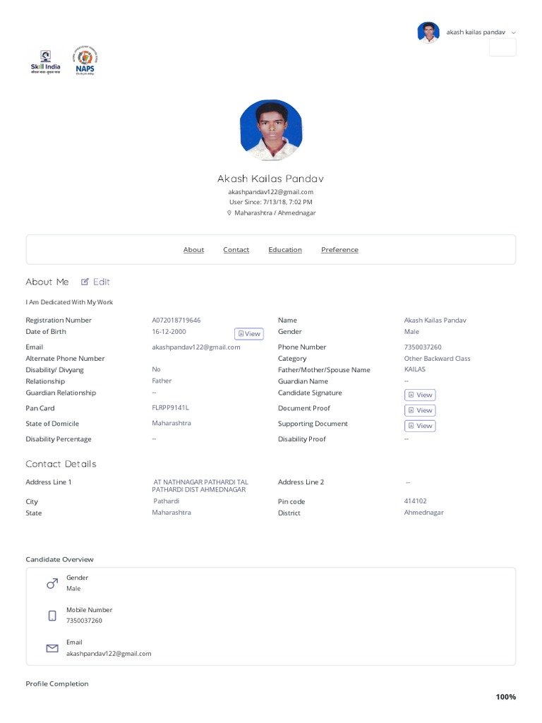 Candidate Profile - Apprenticeship Training Portal | PDF ...