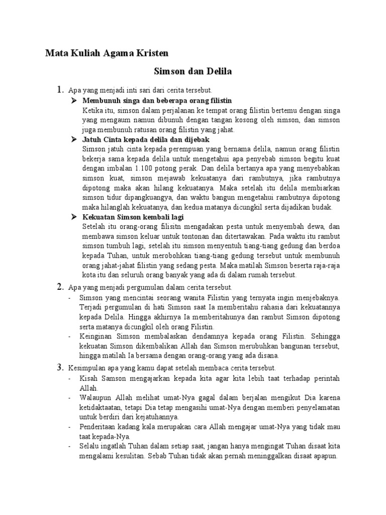 Simson Dan Delila | PDF | Fiksi Misteri, Thriller, & Kejahatan